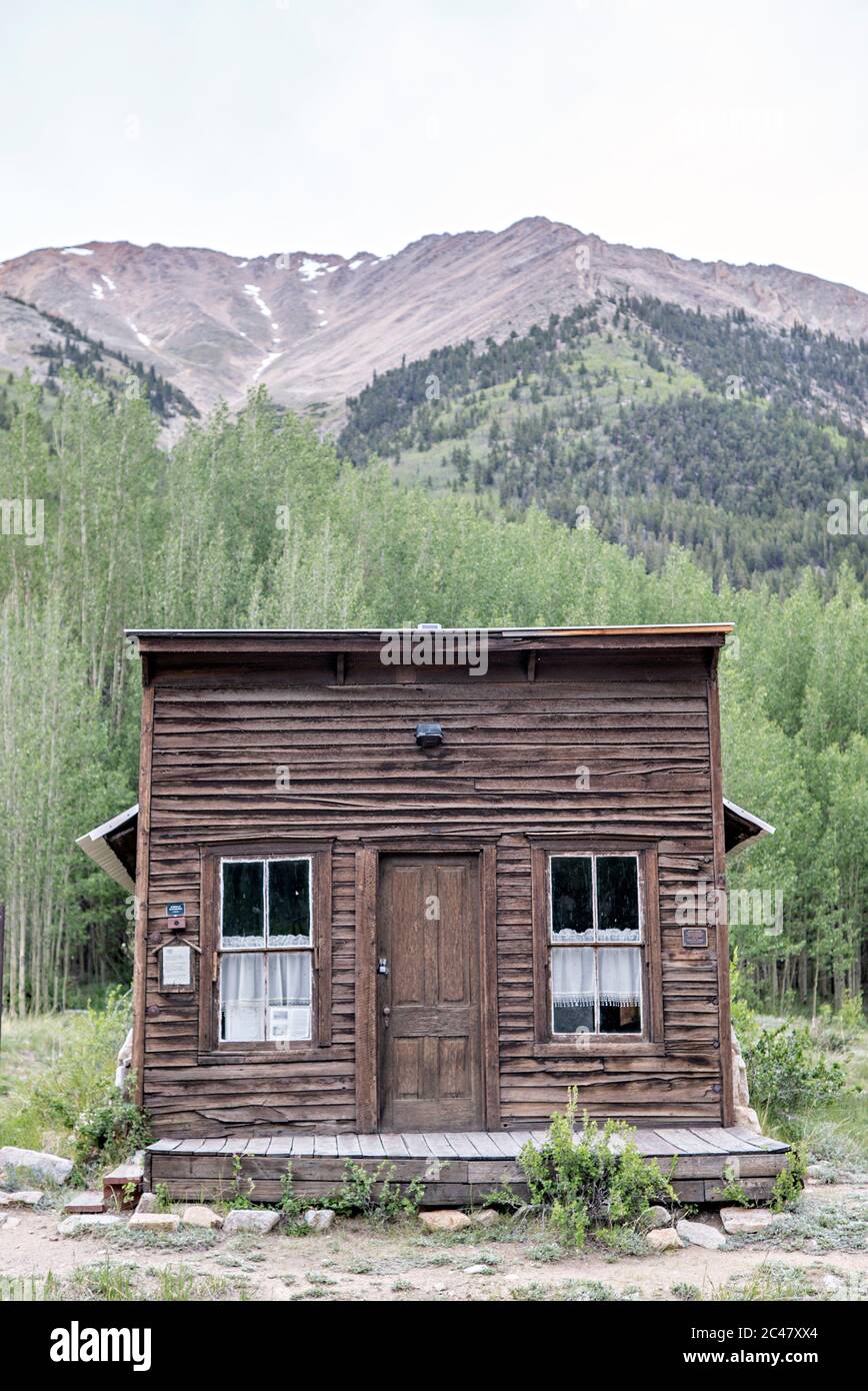 Historic mining ghost town Winfield, Colorado, school house in the ...