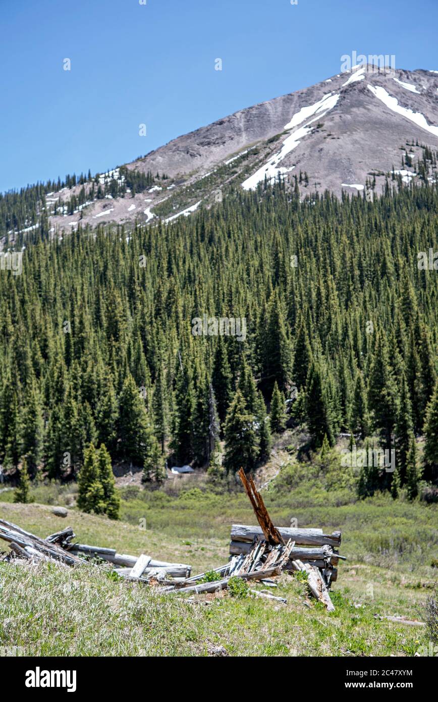 Abandoned ghost town ruins in the former mining settlement of ...