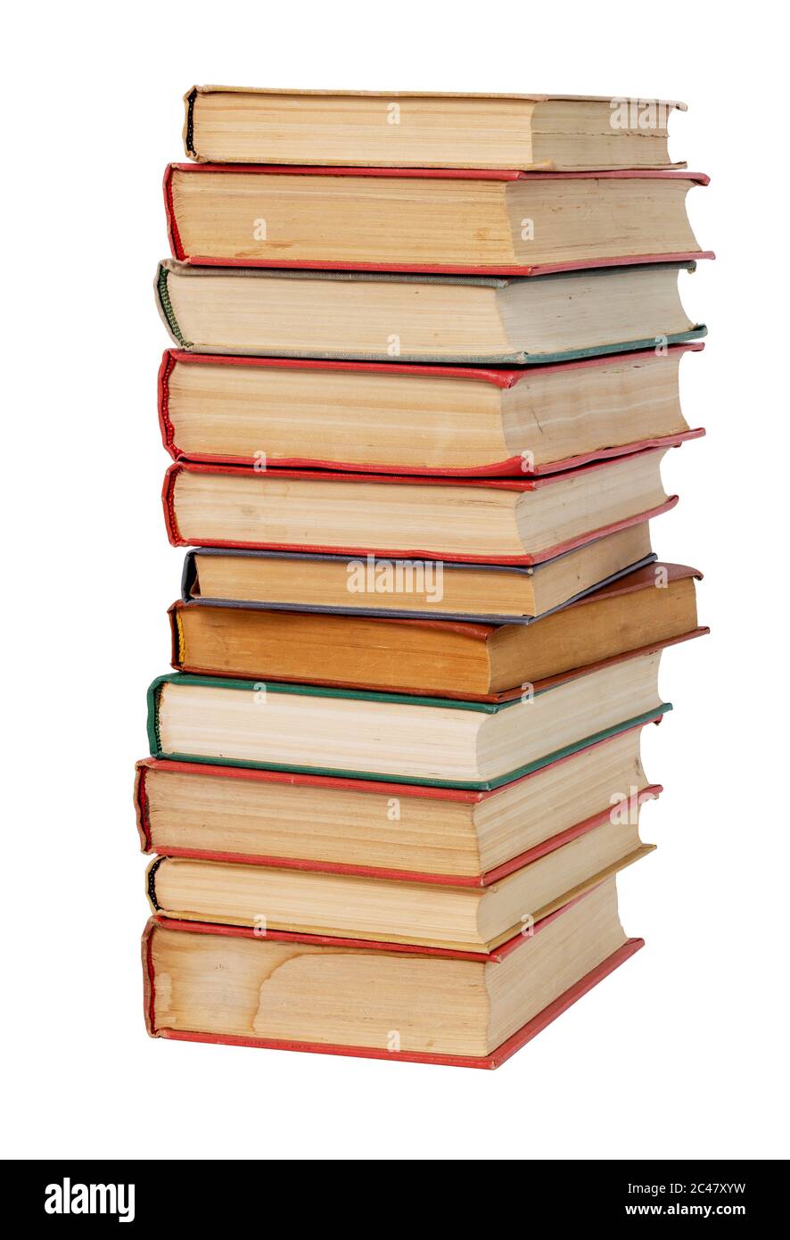 old paper books stack isolated on white background, close-up Stock ...