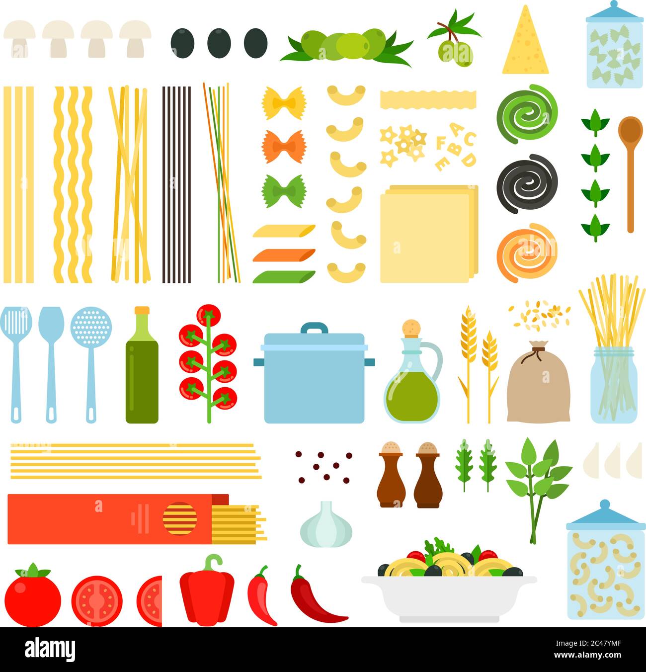 Set of Italy pasta icons flat vector Stock Vector Image & Art - Alamy