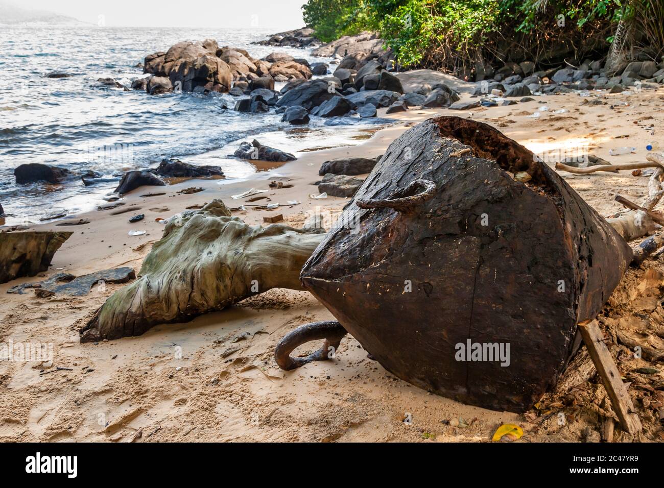 Rusty buoy on the beach at Banana Island, Sierra Leone Stock Photo - Alamy
