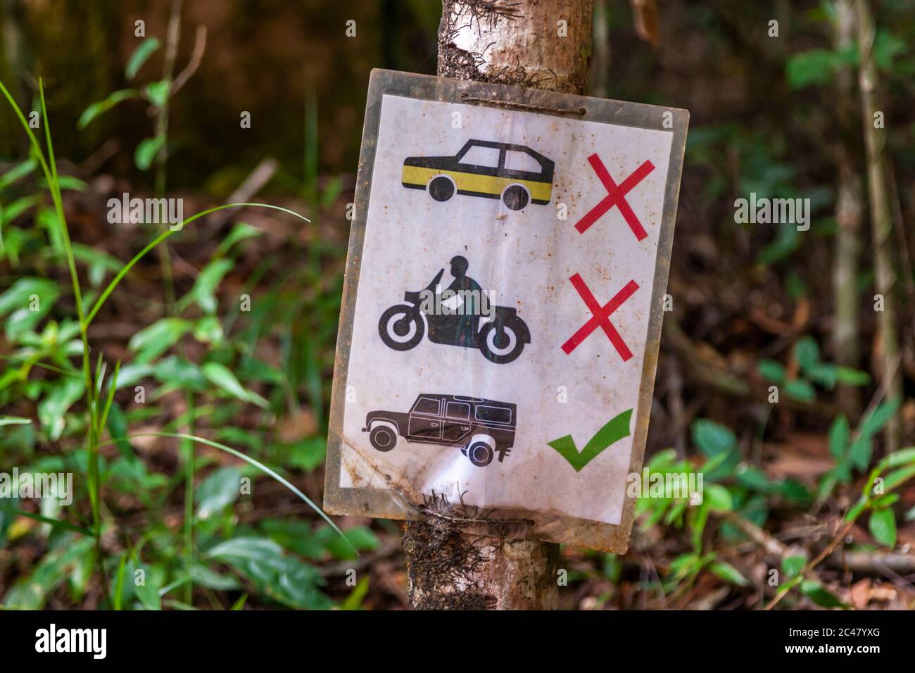 Information sign: Only off-road vehicles permitted, Sierra Leone Stock ...