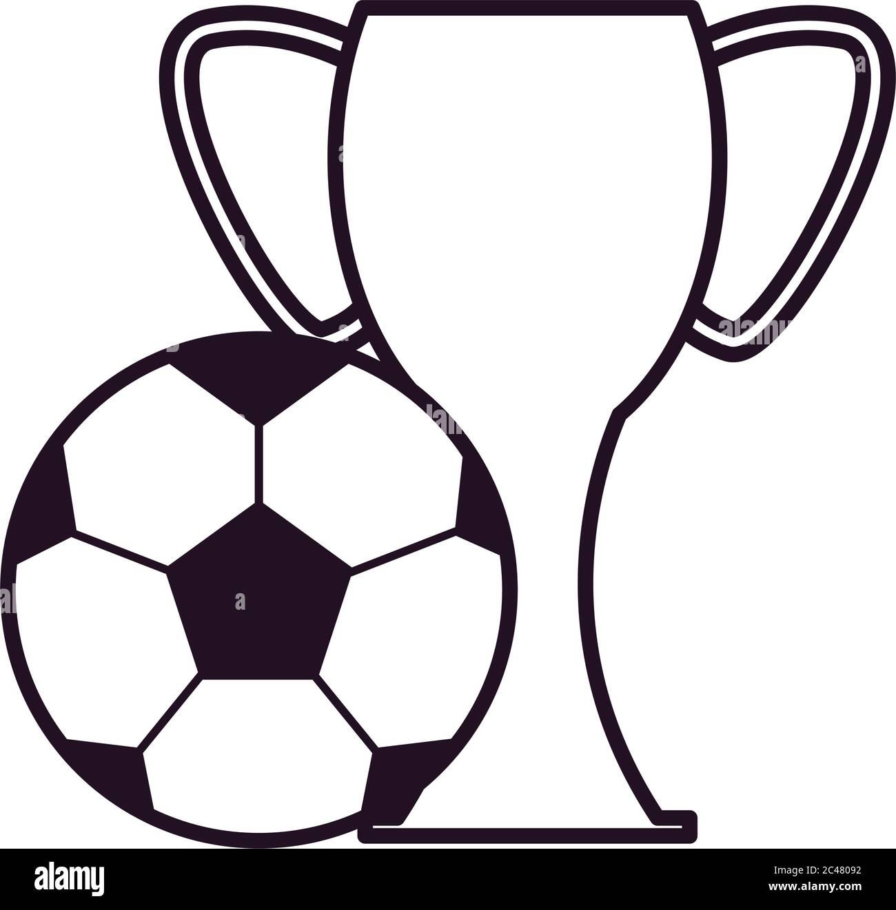 Ball and trophy line style icon design, Soccer football sport hobby ...