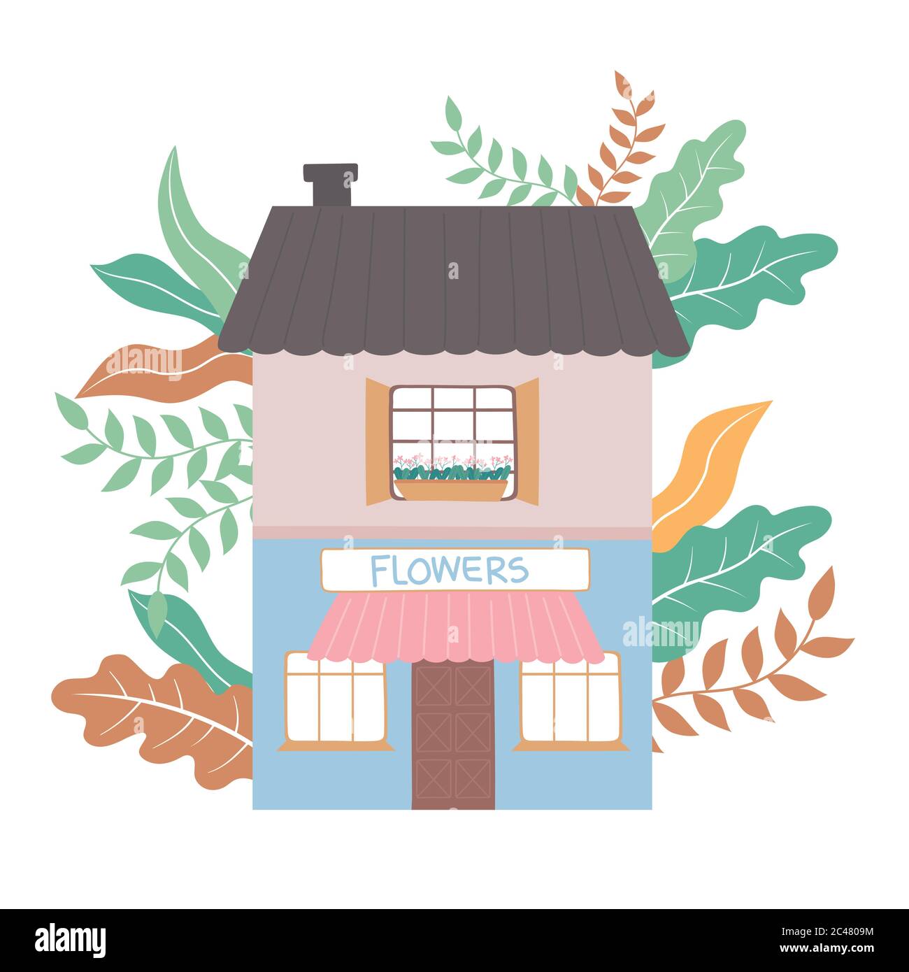 front view flowers shop building commercial exterior plants design ...