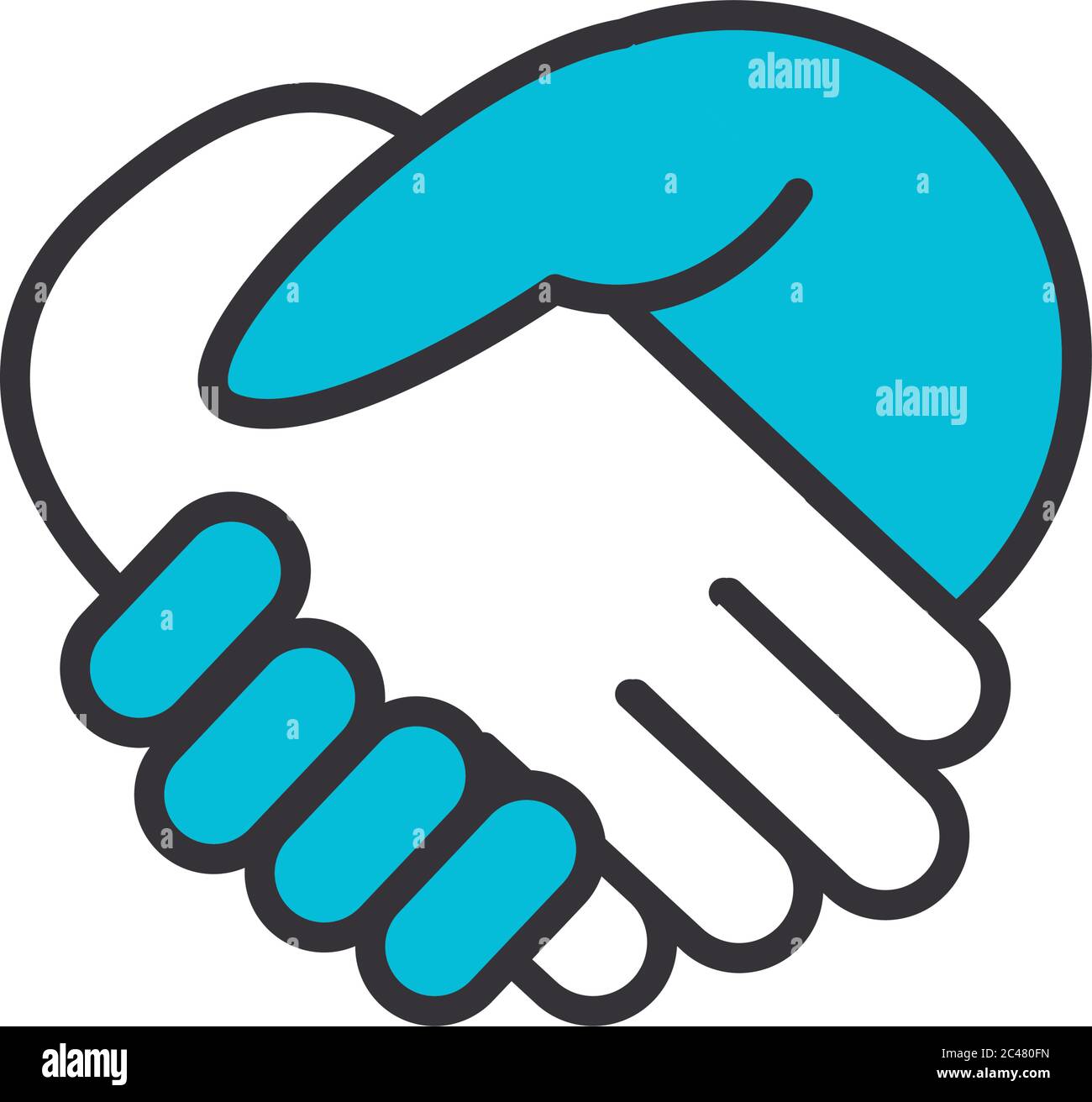 Hands shake line and fill style icon design of People meeting ...