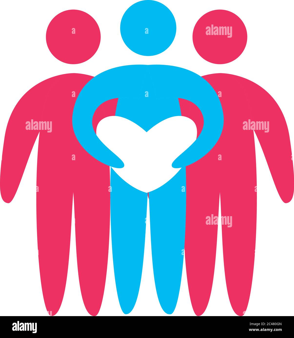 Avatars persons friends with heart flat style icon design of friendship ...