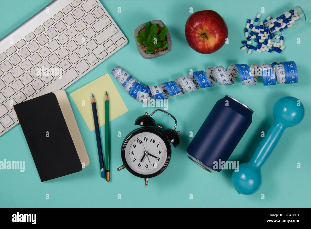 various elements of office and physical activity Stock Photo - Alamy