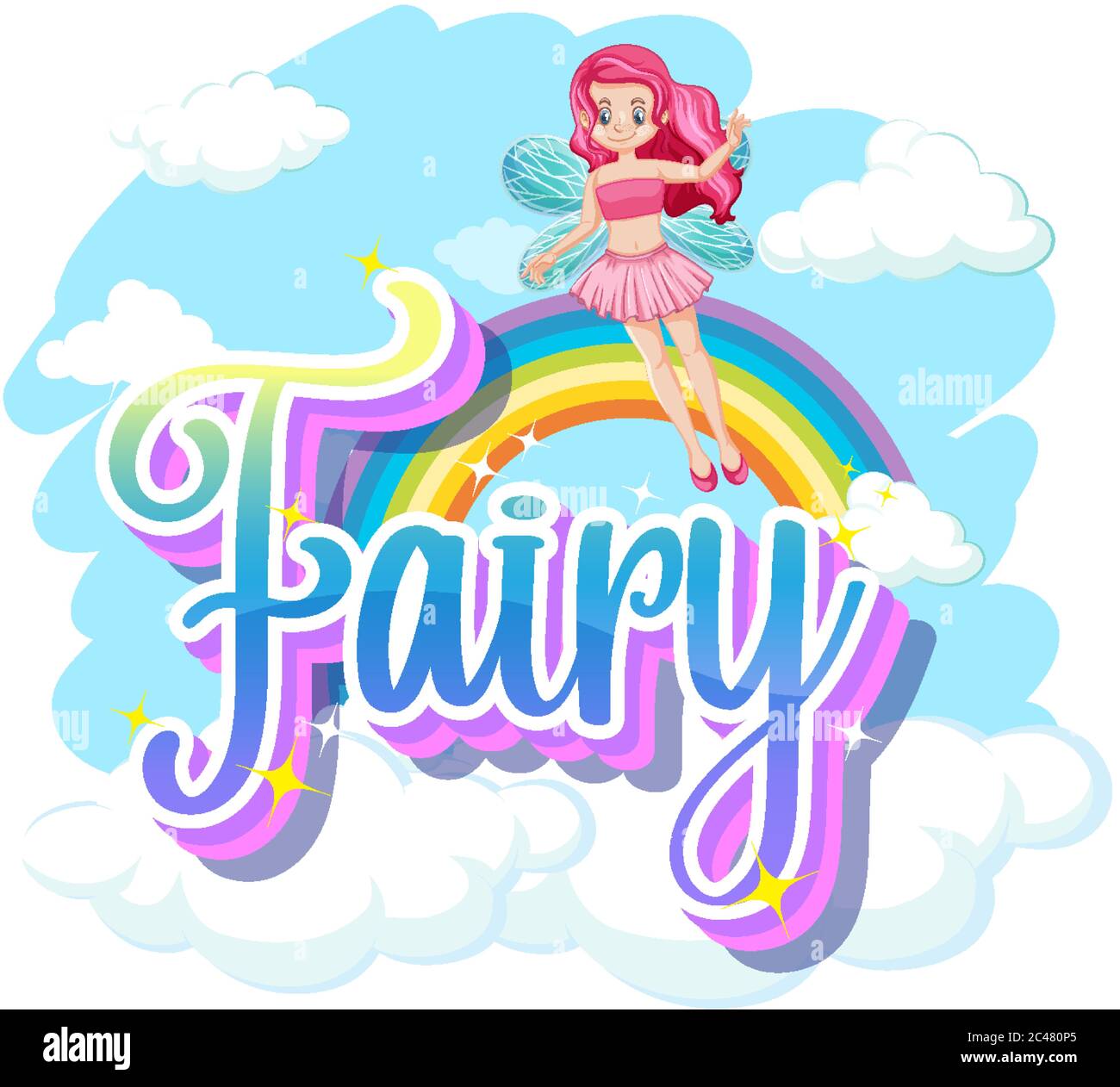 Fairy logos with little fairy on white background illustration Stock ...