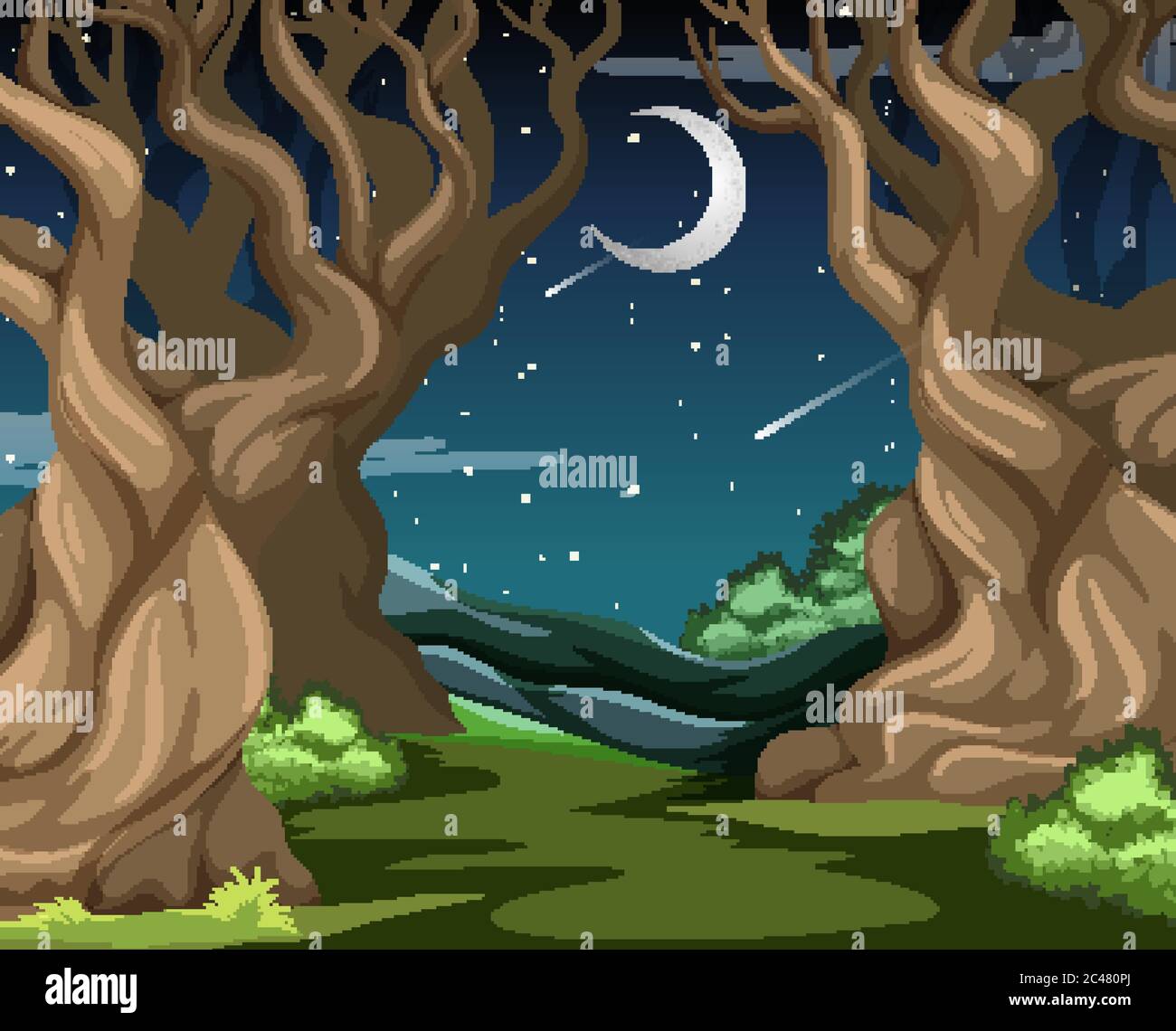 Cartoon Dark Forest Background