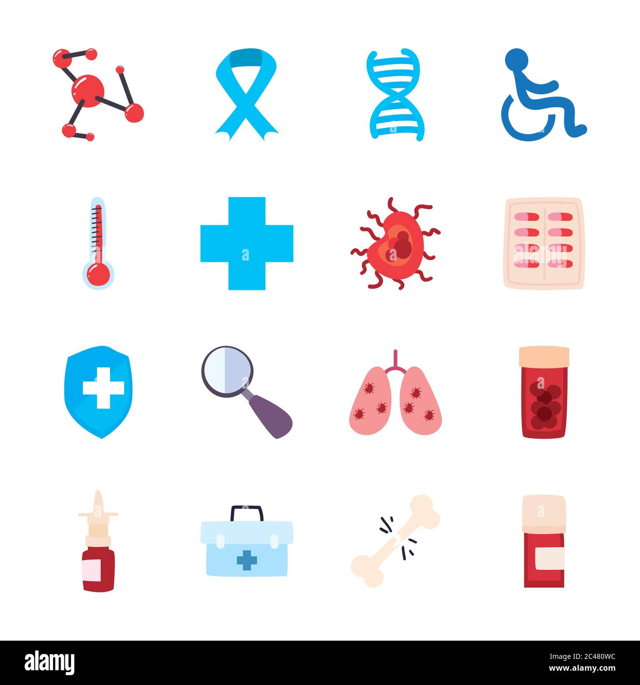 flat style icon set design of Medical care health and emergency theme ...