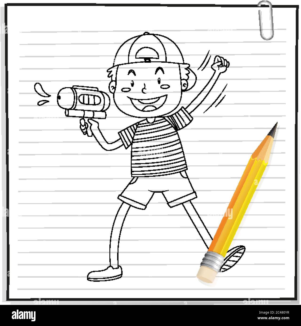 Hand drawing boy outline illustration Stock Vector Image & Art - Alamy