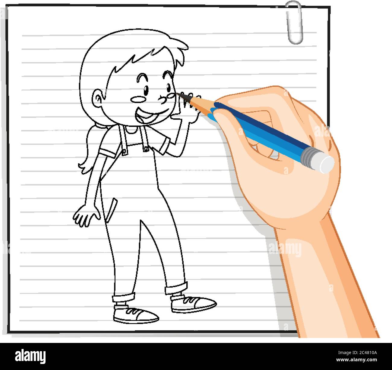 Hand writing of girl with greeting posing illustration Stock Vector ...