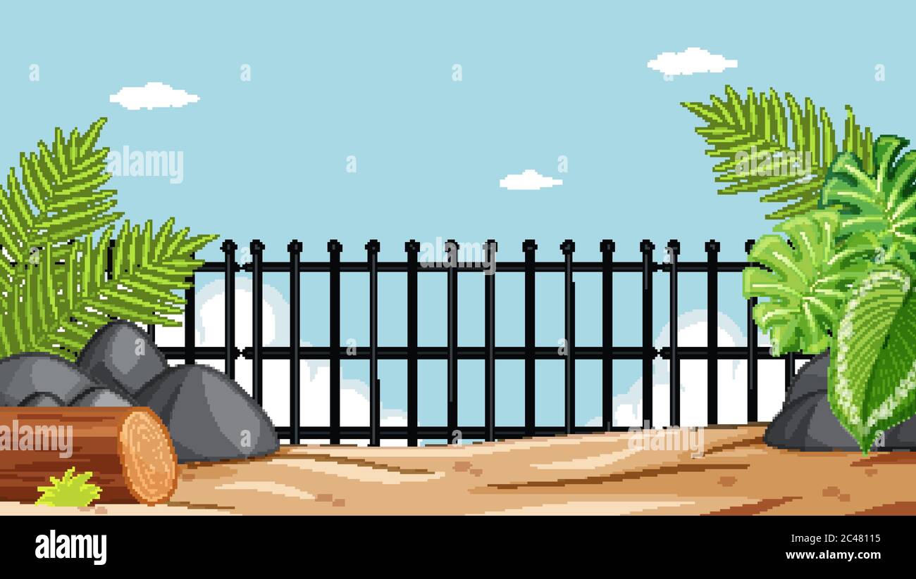 Zoo park without animal scene illustration Stock Vector Image & Art - Alamy