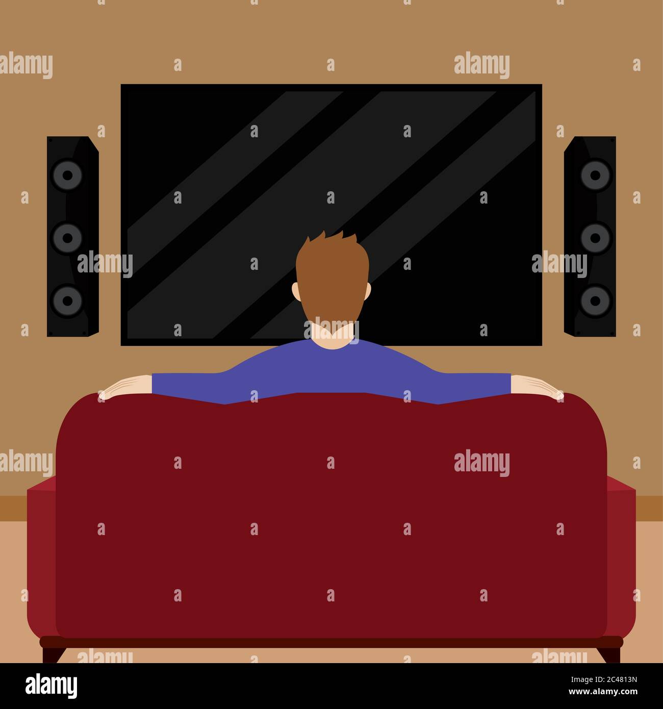 Watching the screen Stock Vector Images - Alamy