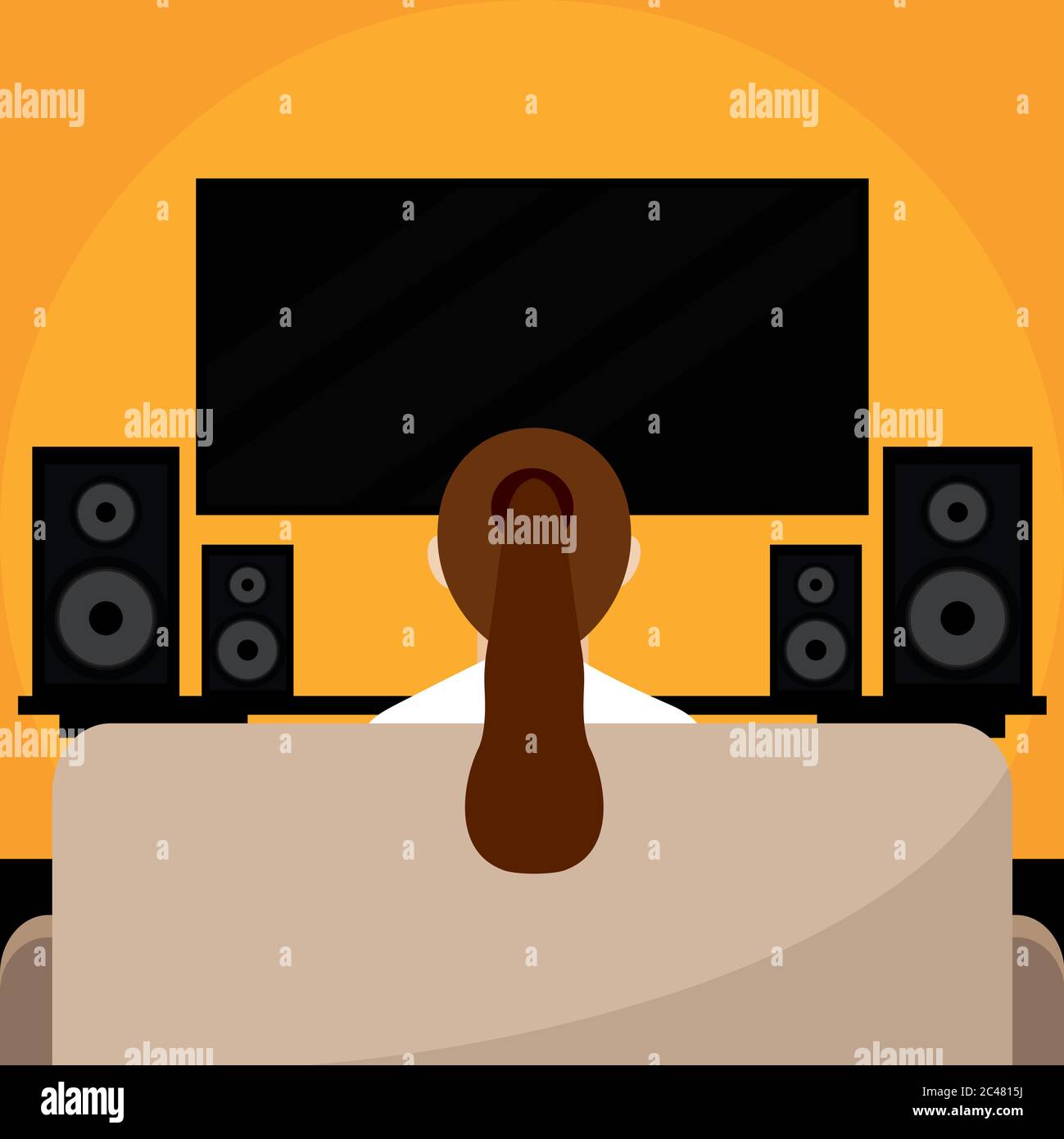 Young people watching tv Stock Vector Images - Alamy