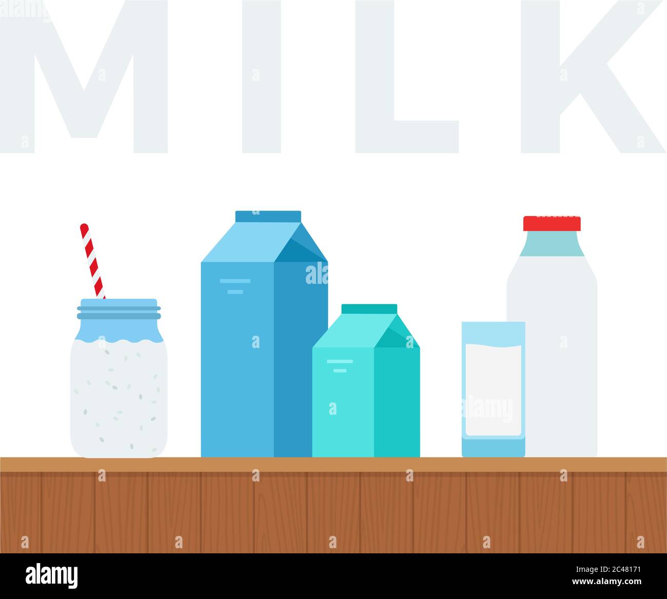 Milk in different containers vector illustration in a flat design Stock ...
