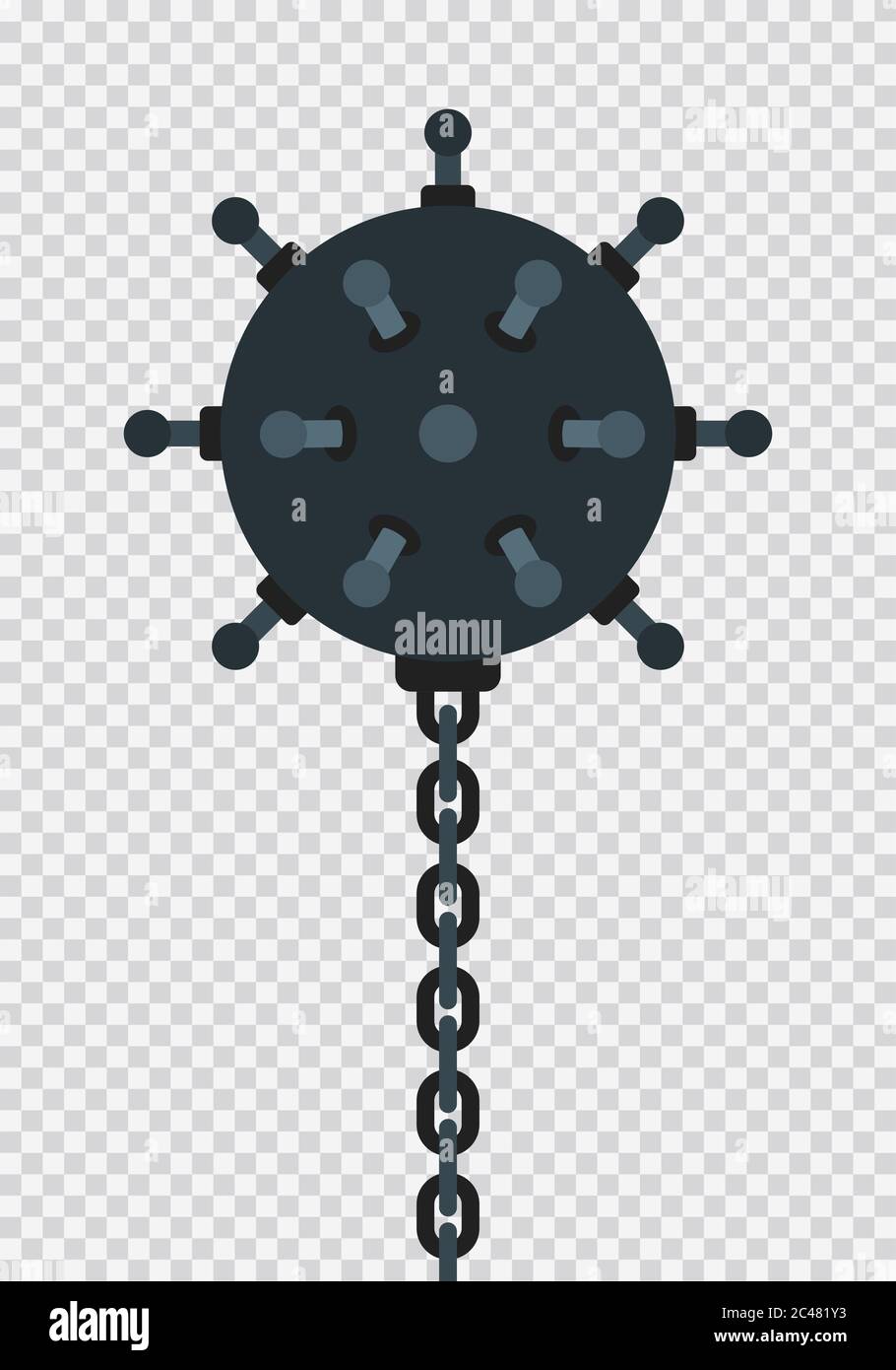 Naval underwater mine with spikes close up vector icon flat isolated ...
