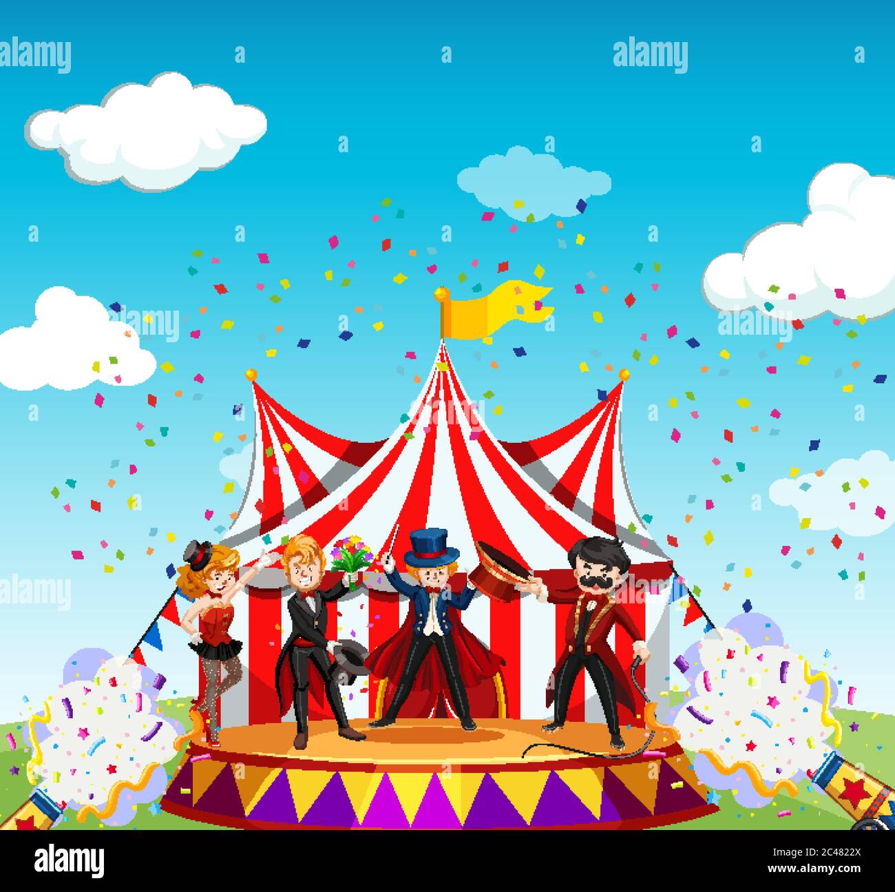 Circus With Carnival Theme Scene In Cartoon Style Illustration Stock