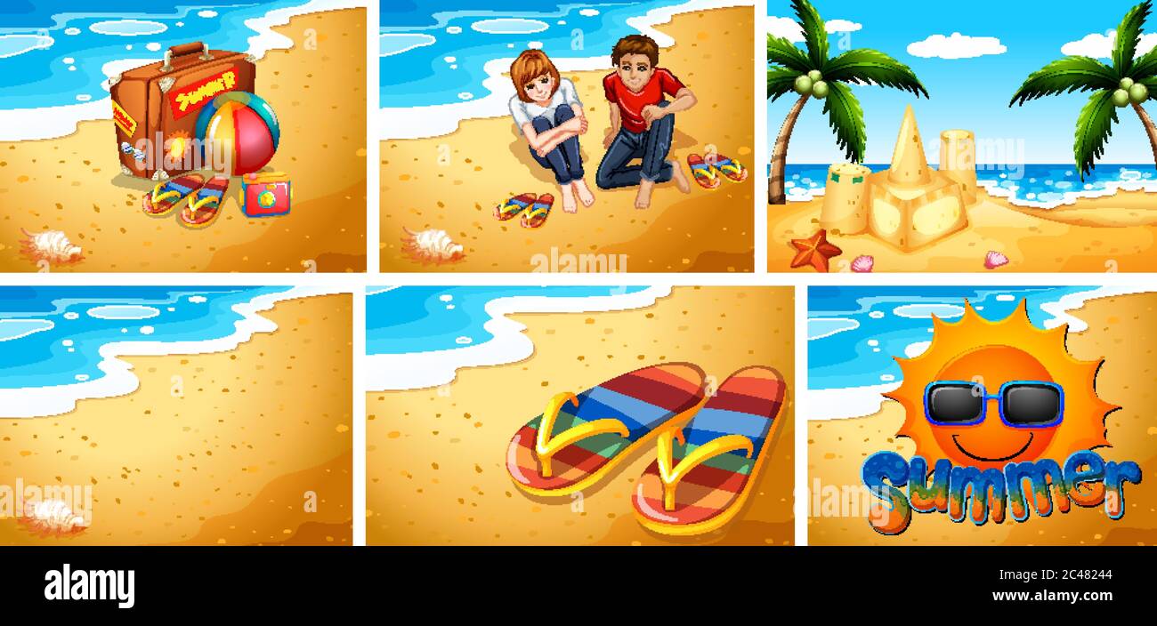 Set of sandy beach background illustration Stock Vector Image & Art - Alamy
