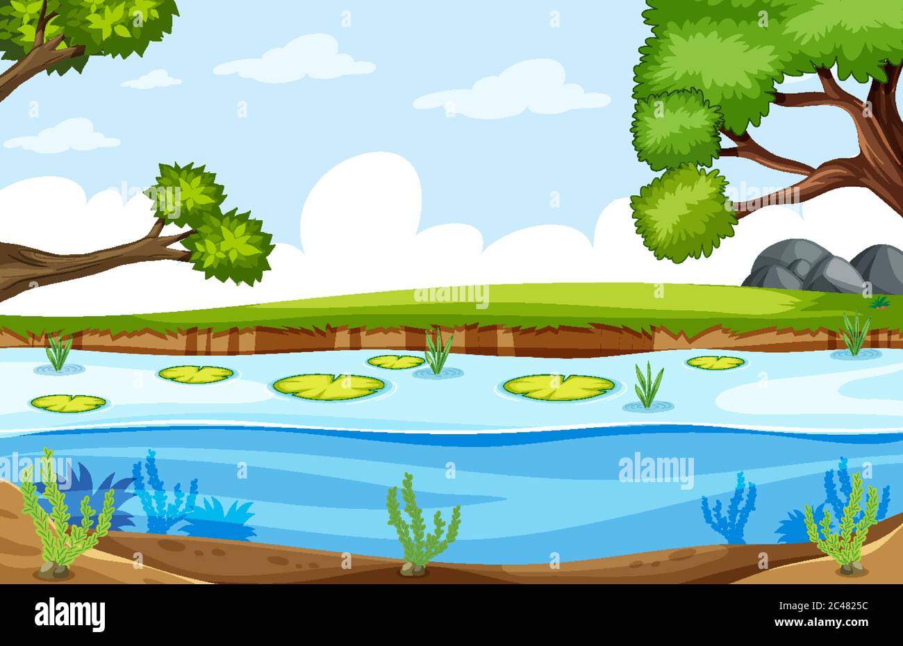 Empty background nature park scenery illustration Stock Vector Image ...