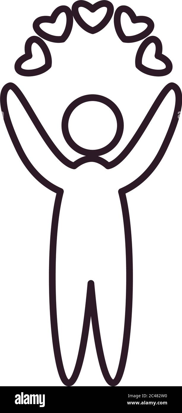 Avatar person with hearts line style icon design of love passion and ...