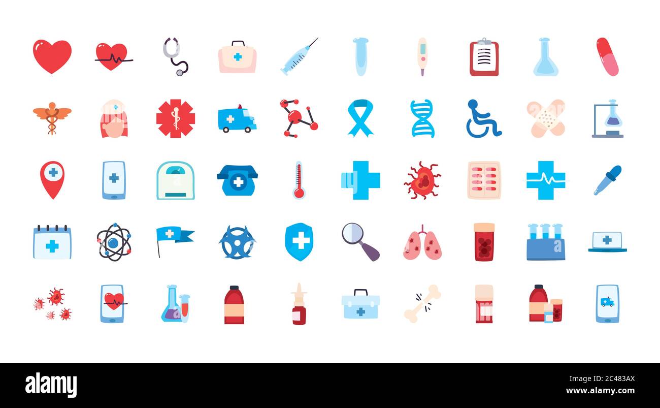 flat style icon set design of Medical care health and emergency theme ...