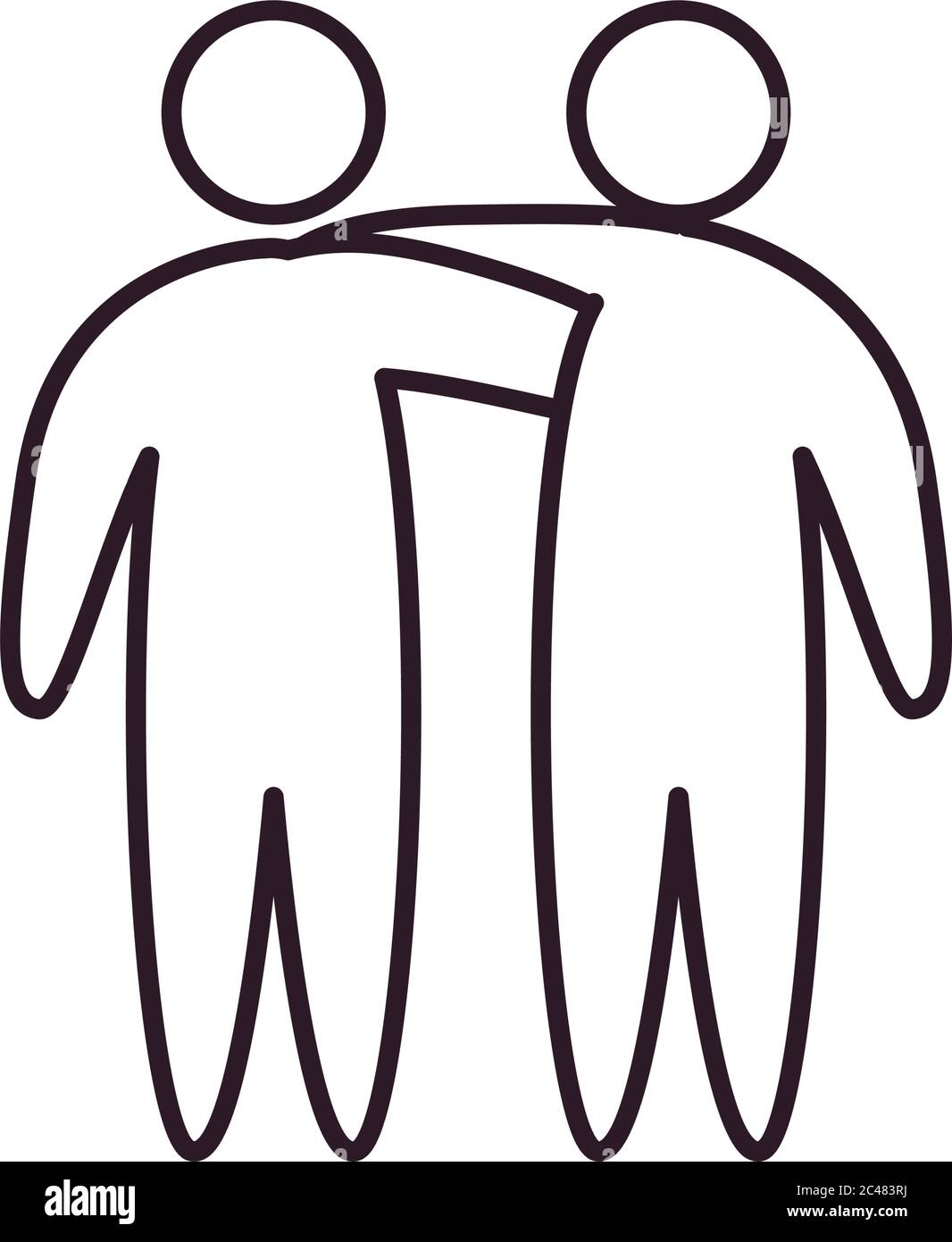 Avatars persons friends hugging line style icon design of friendship ...