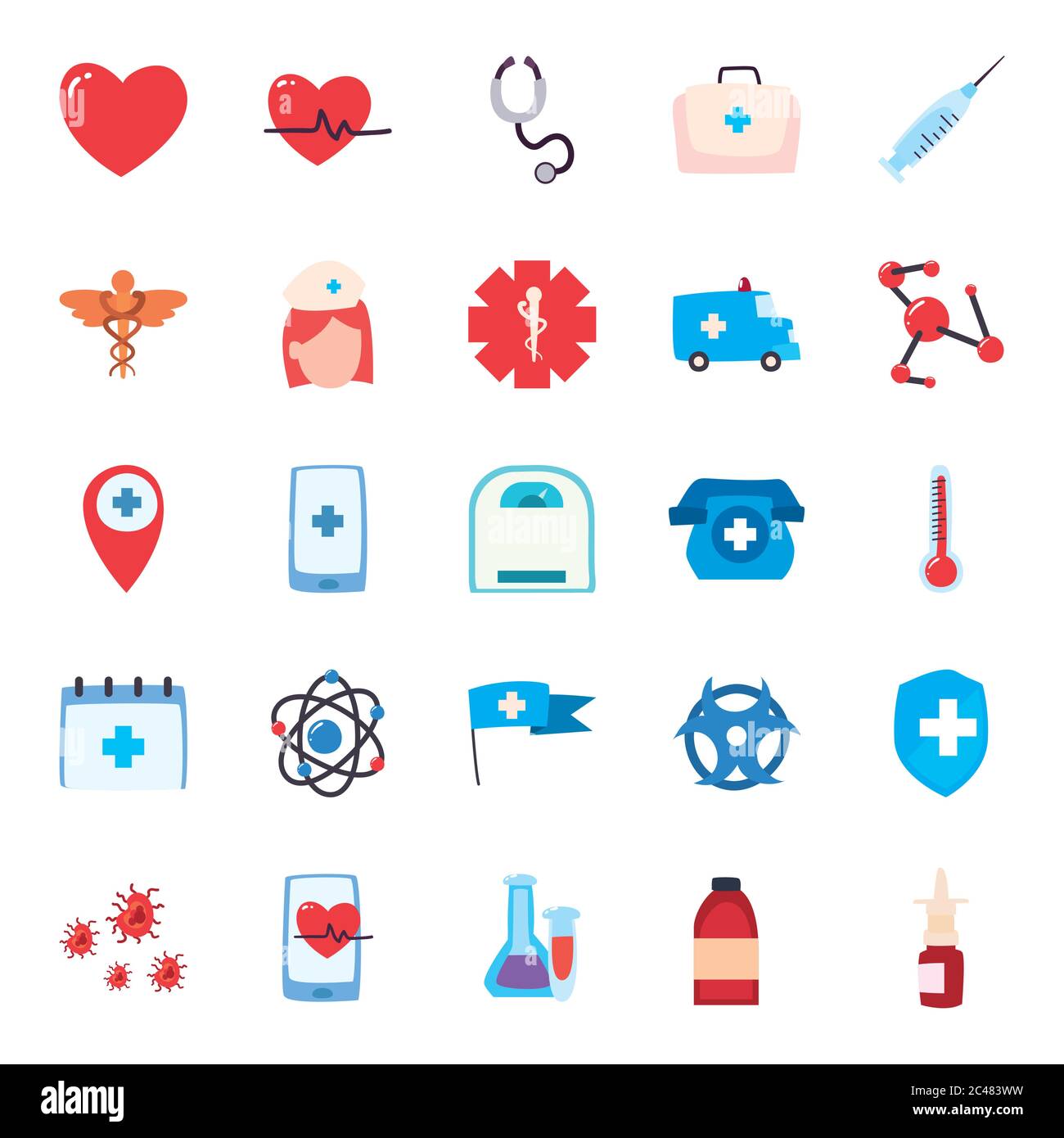 flat style icon set design of Medical care health and emergency theme ...