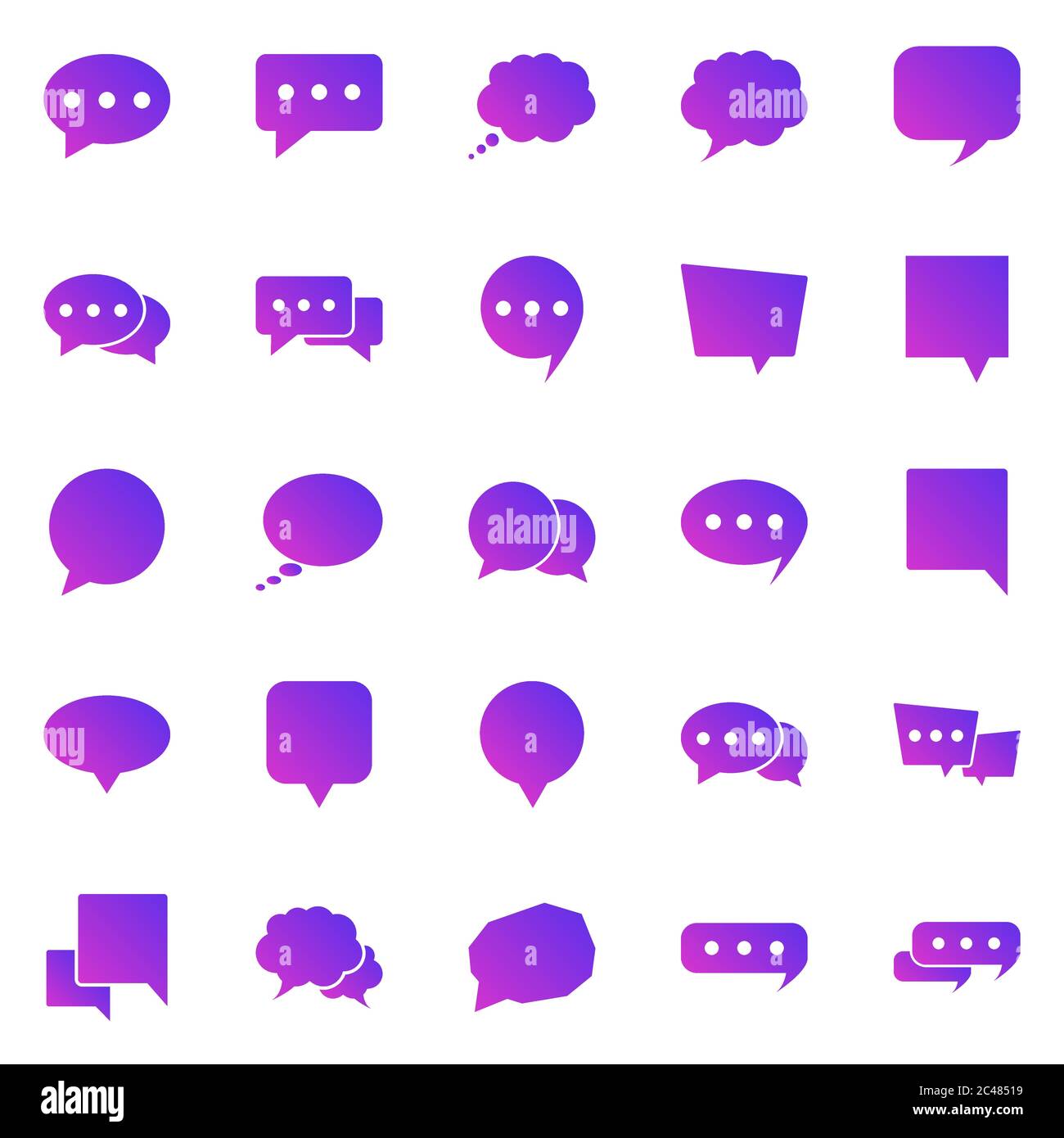 Speech Bubble gradient icons on white background, stock vector Stock ...