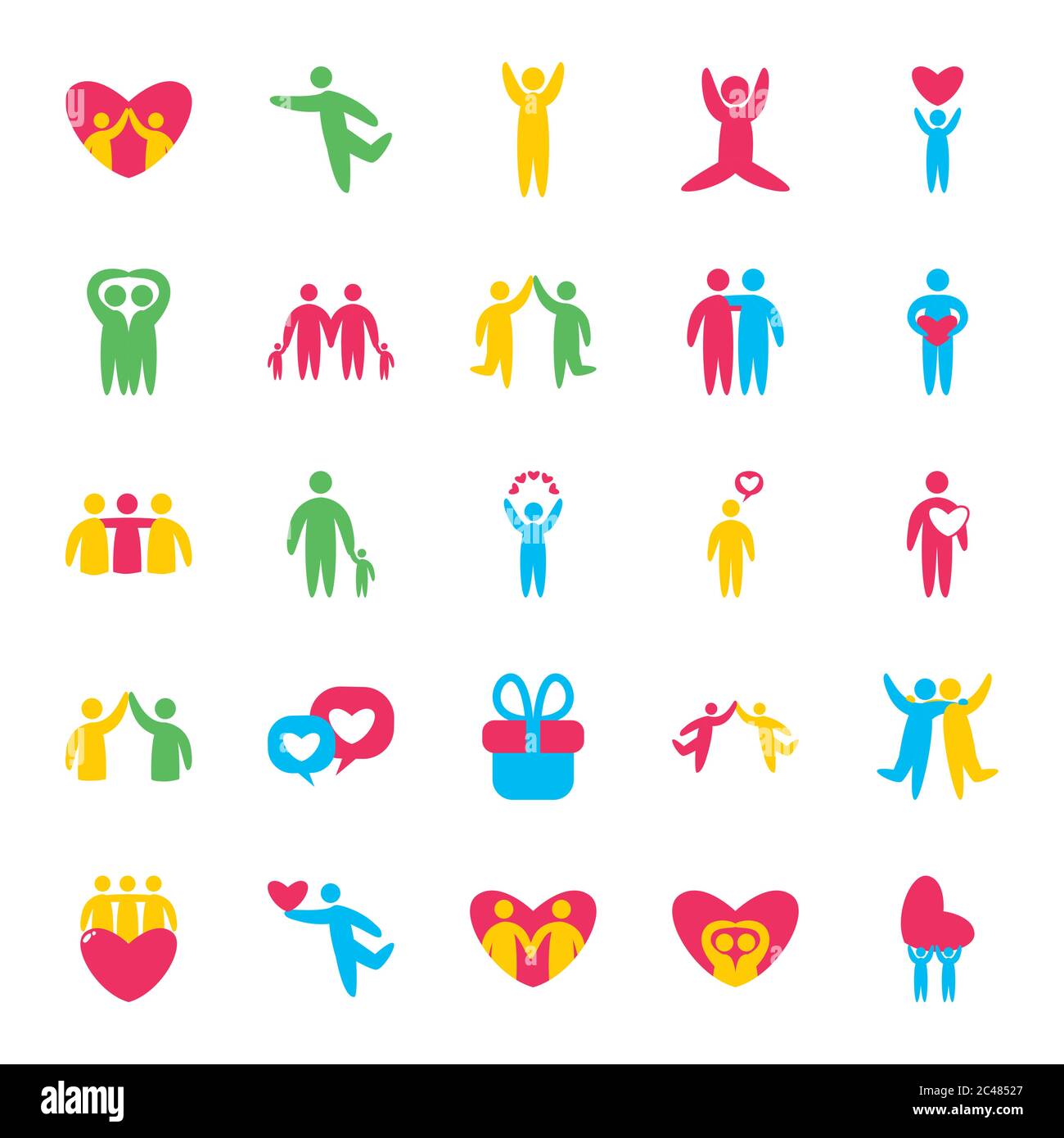 Friends flat style icon set design of friendship and love theme Vector ...