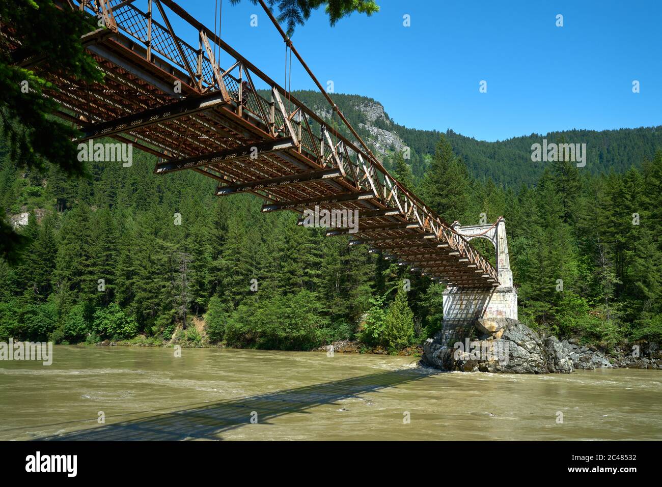 Historic Alexandra Bridge over Fraser River. The abandoned Alexandra ...
