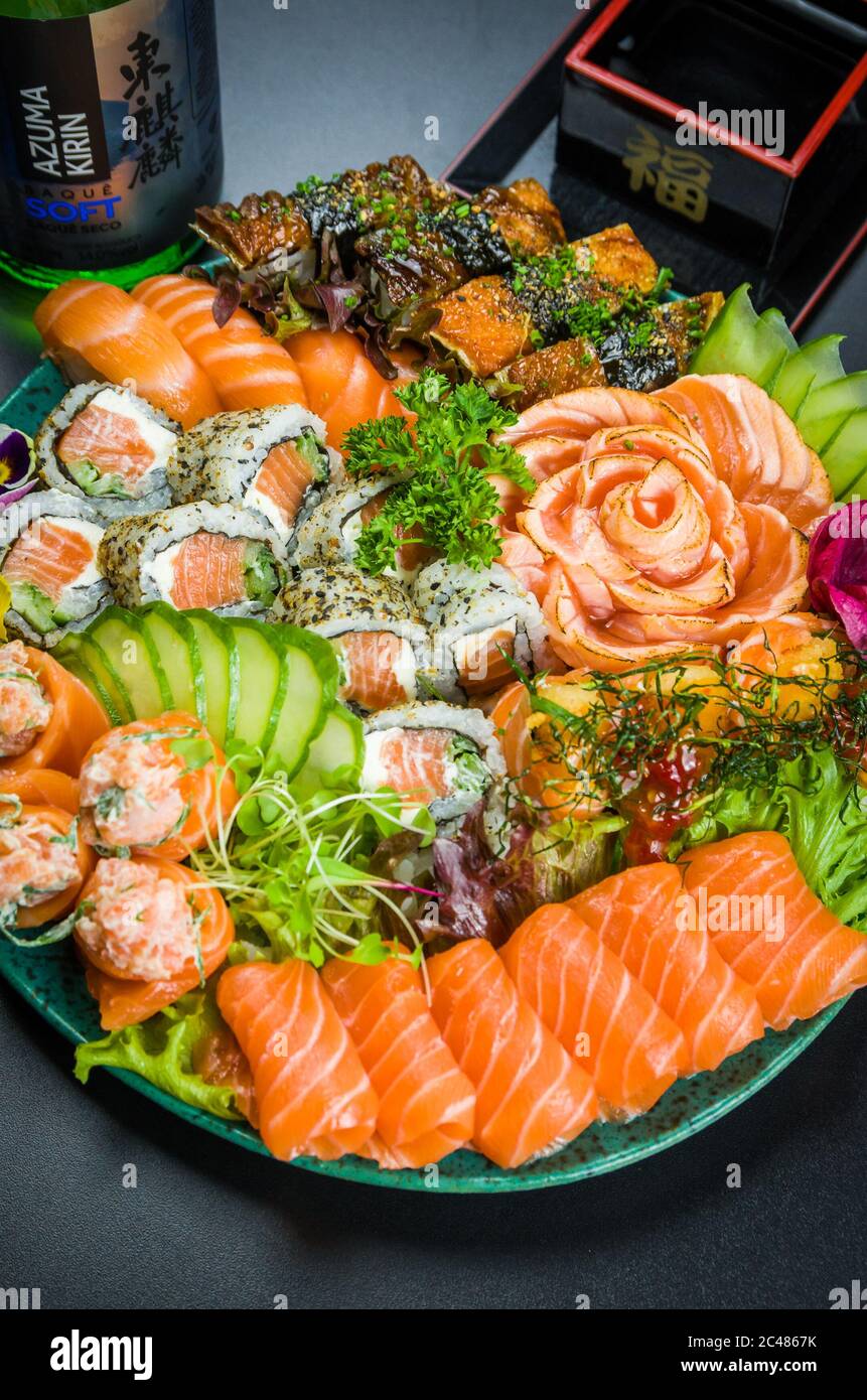 Sushi set (combo). Traditional Japanese cuisine, premium sushi ...