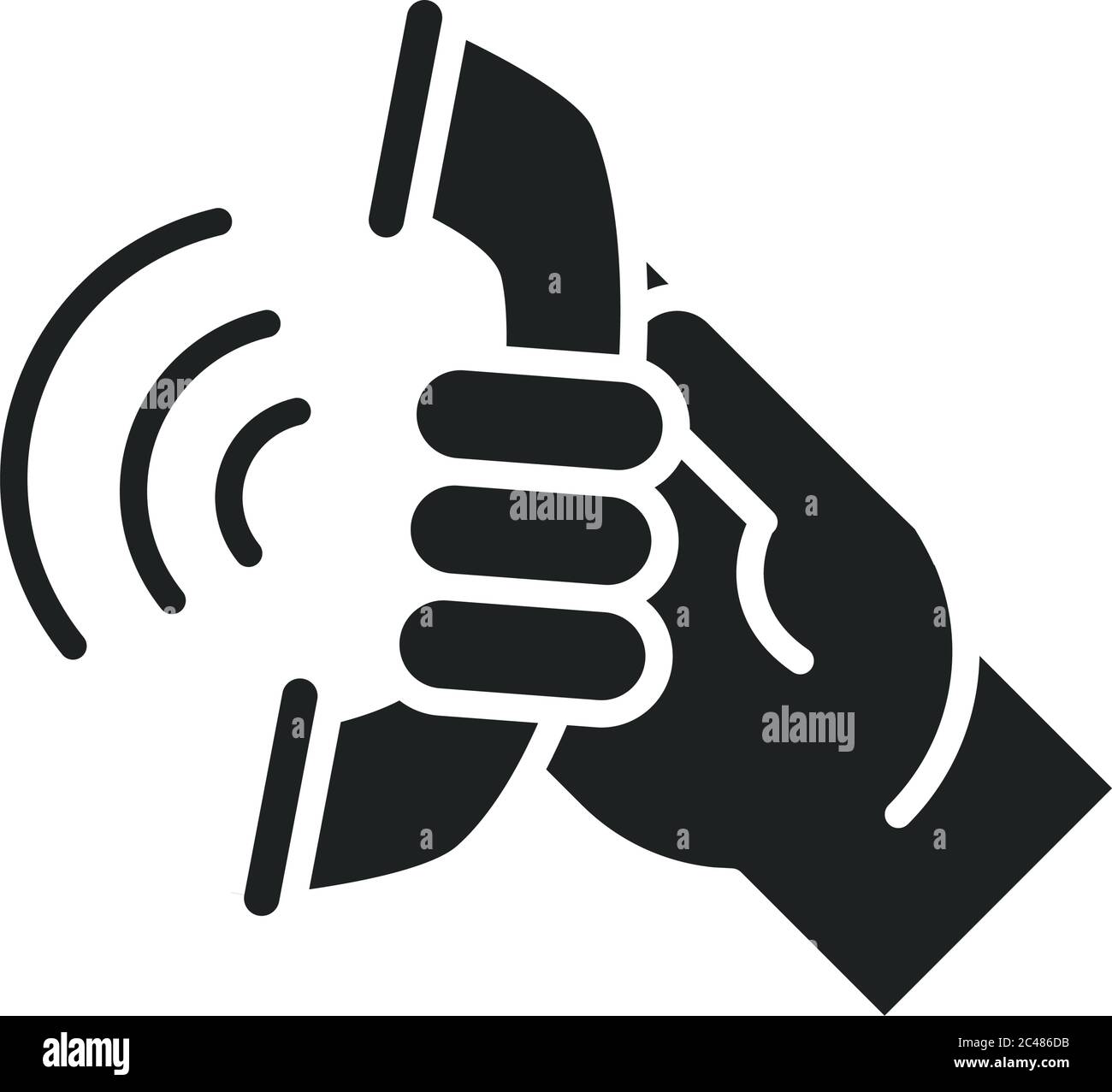 hand holding phone call contact silhouette style icon vector ...