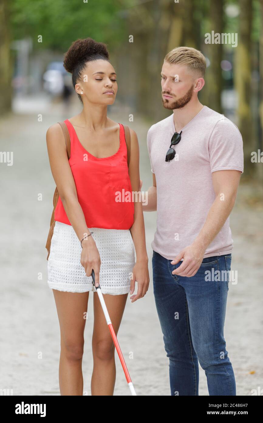 Blind stick woman hi-res stock photography and images - Alamy