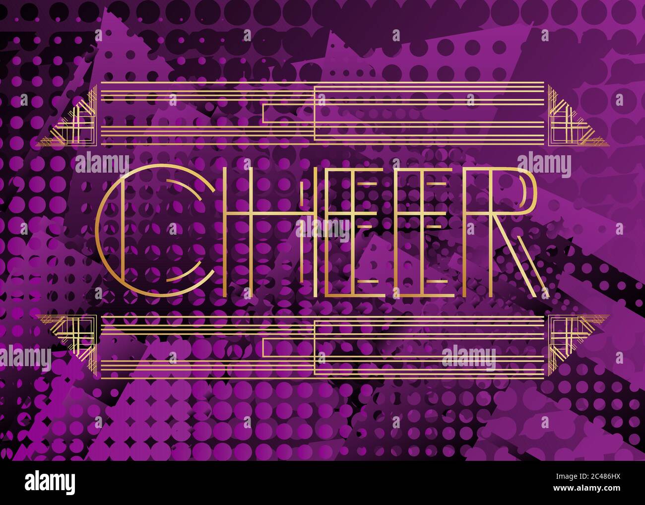 Art Deco Cheer text. Decorative greeting card, sign with vintage ...