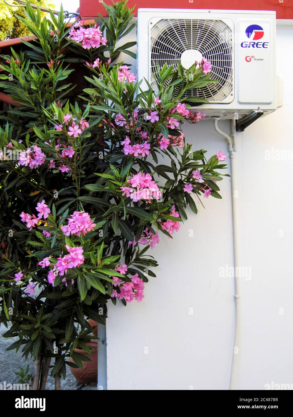 Air Conditioning Unit on a house, Crete, Greece Stock Photo - Alamy