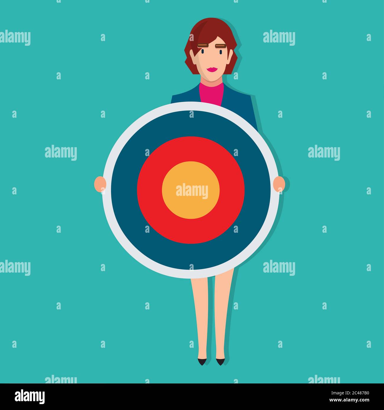 women holding dart target for business target metaphor vector ...
