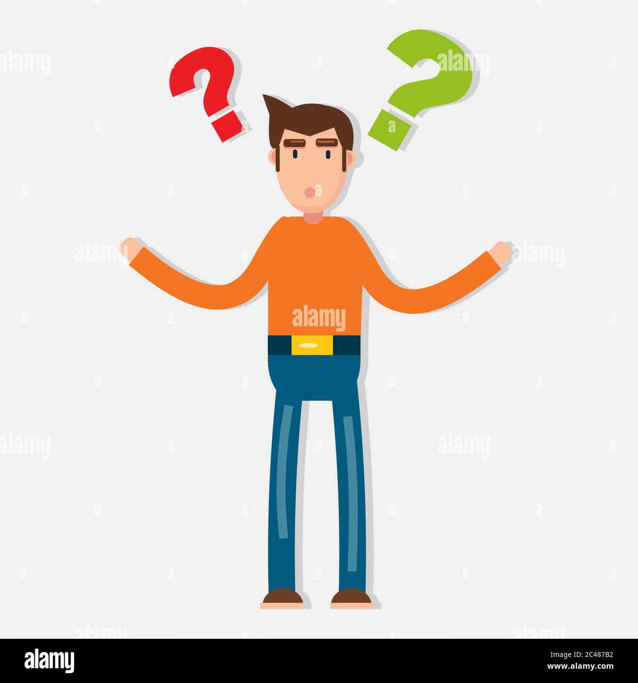 man with a question mark for wondering pose expression vector ...