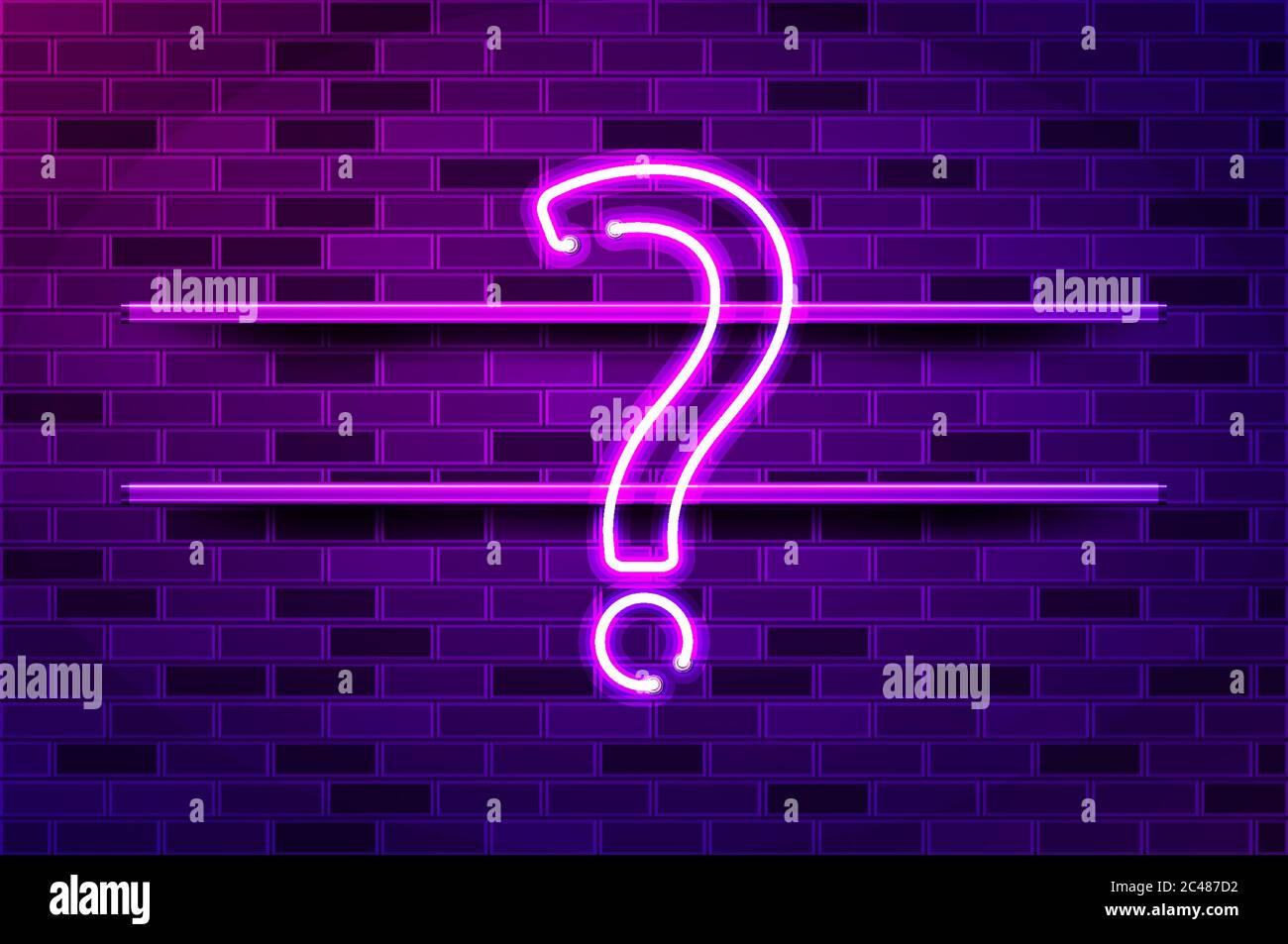 Question mark glowing neon sign or LED strip light. Realistic vector ...