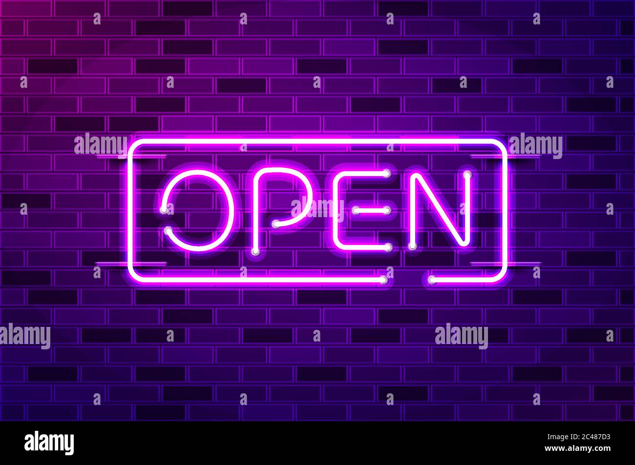Open glowing neon sign or LED strip light. Realistic vector ...