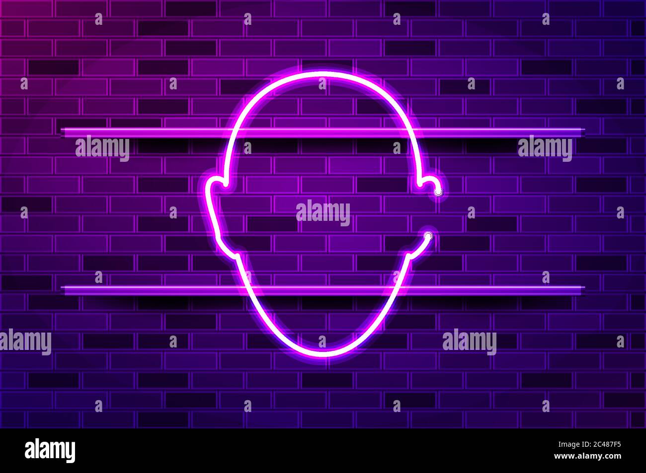 Human head glowing neon sign or LED strip light. Realistic vector ...