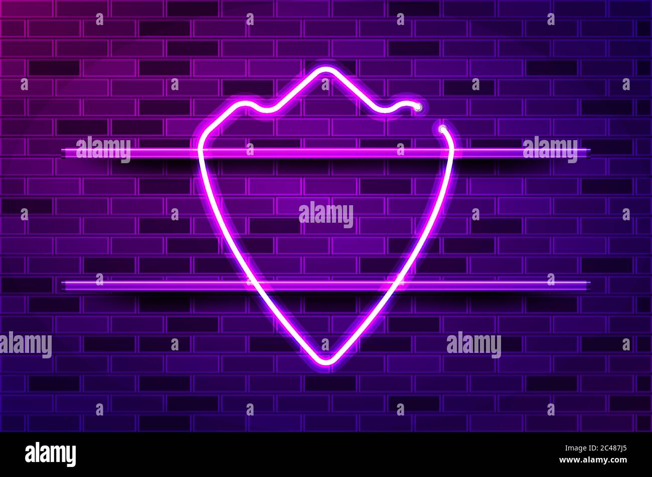 Triangular shaped shield glowing neon sign or LED strip light ...