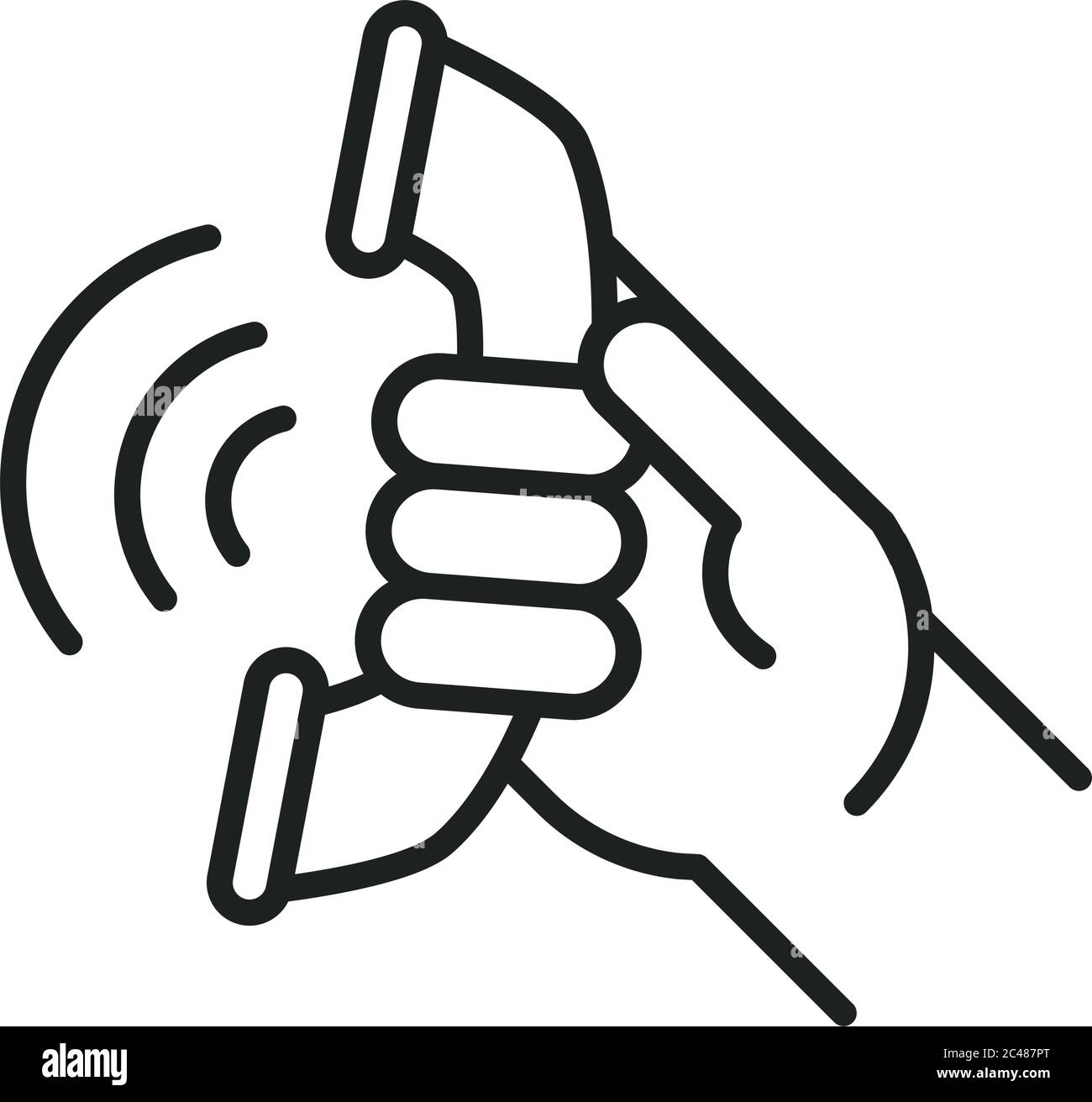 hand holding phone call contact line style icon vector illustration ...