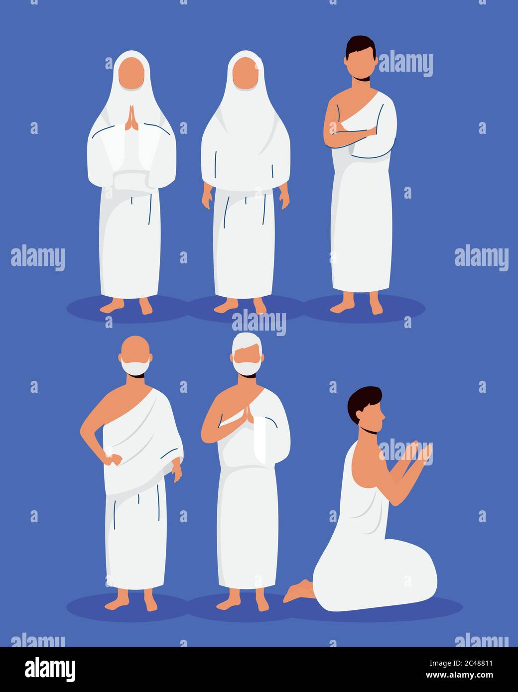 Hajj pilgrimage with muslim people scene vector illustration design ...