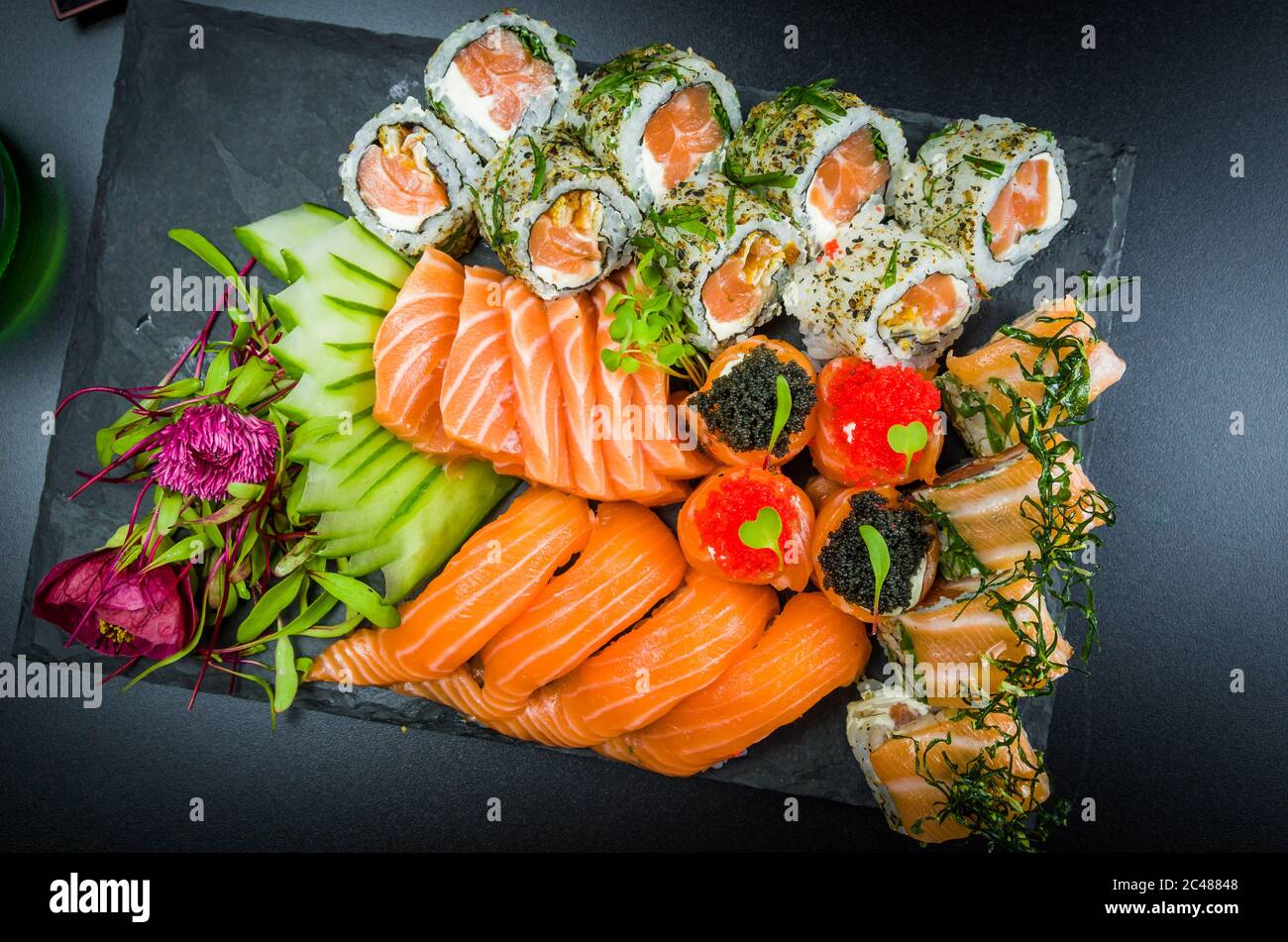 Sushi set (combo). Traditional Japanese cuisine, premium sushi ...