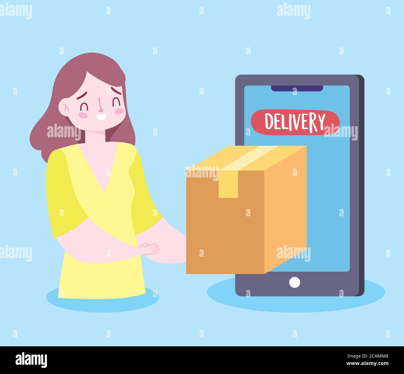 safe delivery at home during coronavirus covid-19, customer receiving ...