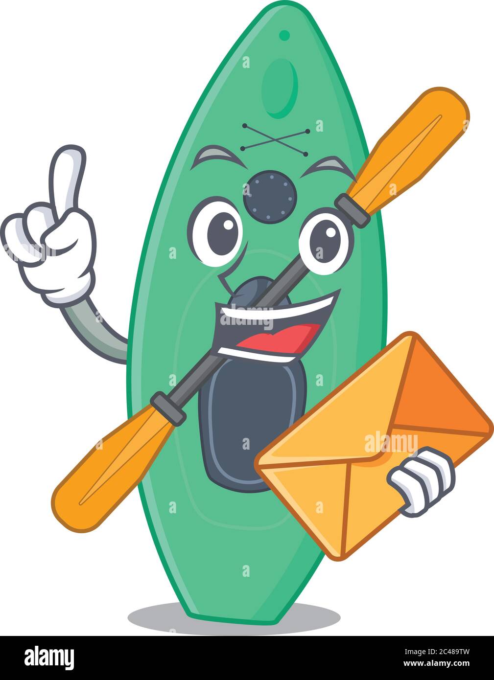 A picture of cheerful canoe caricature design concept having an ...