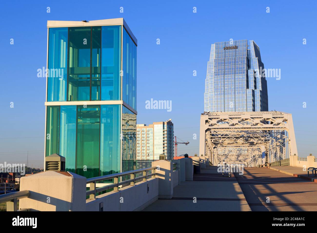 Shelby Pedestrian Bridge & Pinnacle Tower,Tennessee,USA Stock Photo - Alamy