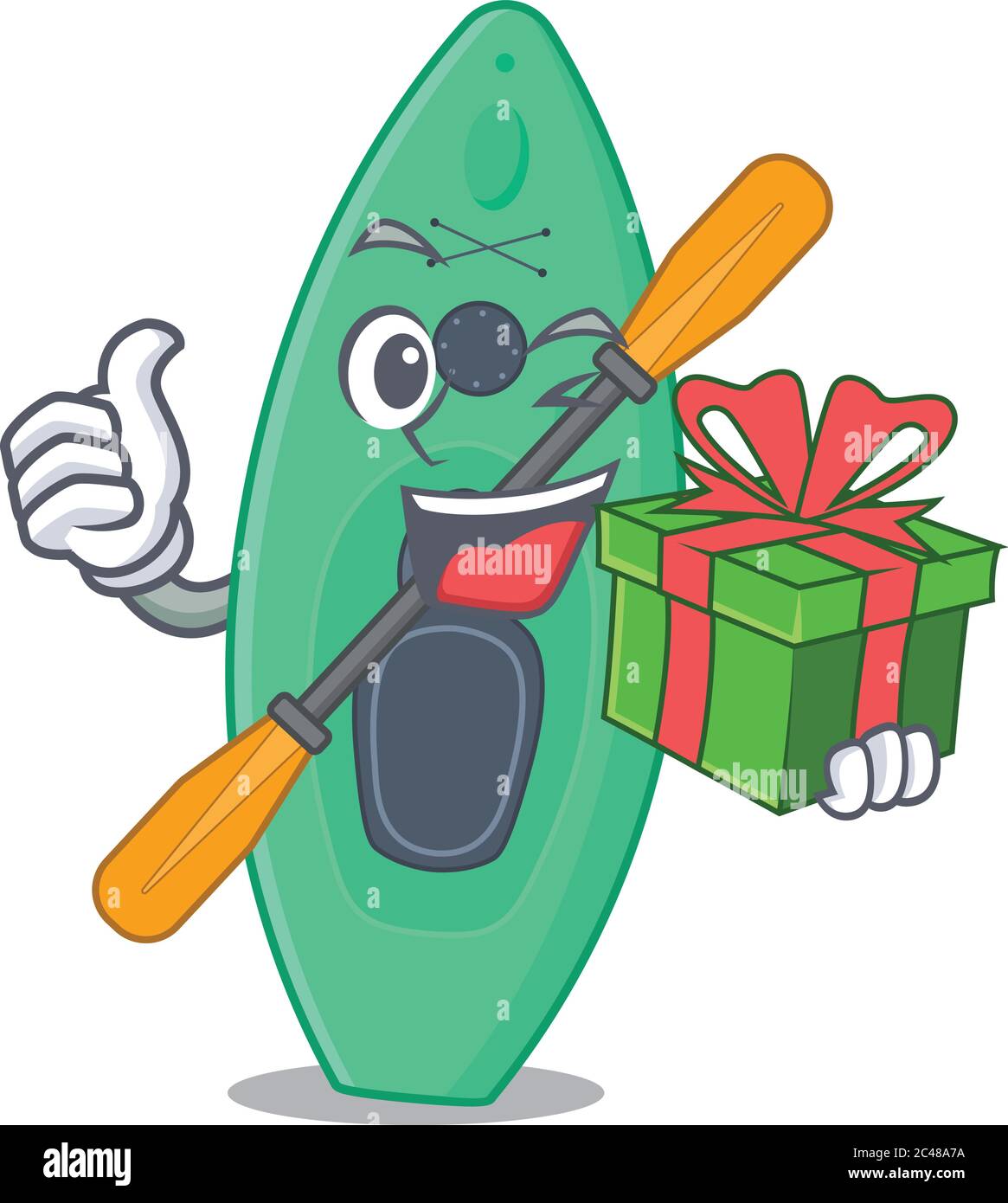 Canoe cartoon character concept with a big gift box Stock Vector Image ...