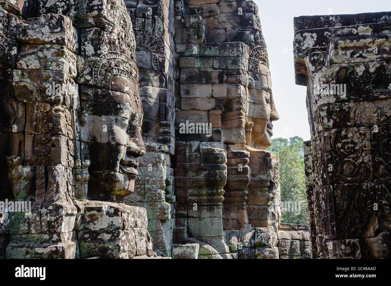 Smiling Faces of Bayon Temple in Angkor Thom is The Heritage of Khmer ...